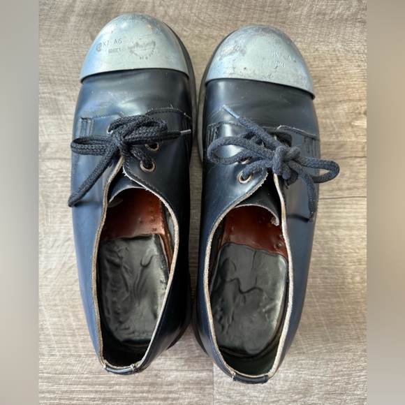Dr. Martens | Shoes | Vtg Getta Grip Steel Toe Black Leather Oxford ...
